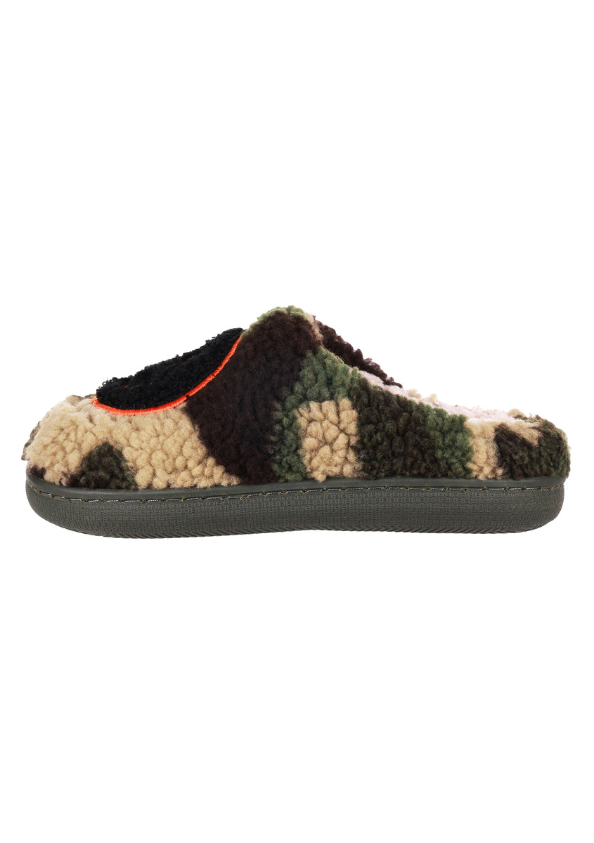 Boys Camo Faux Berber Scuff with Smiley Face Applique – Capelli New York