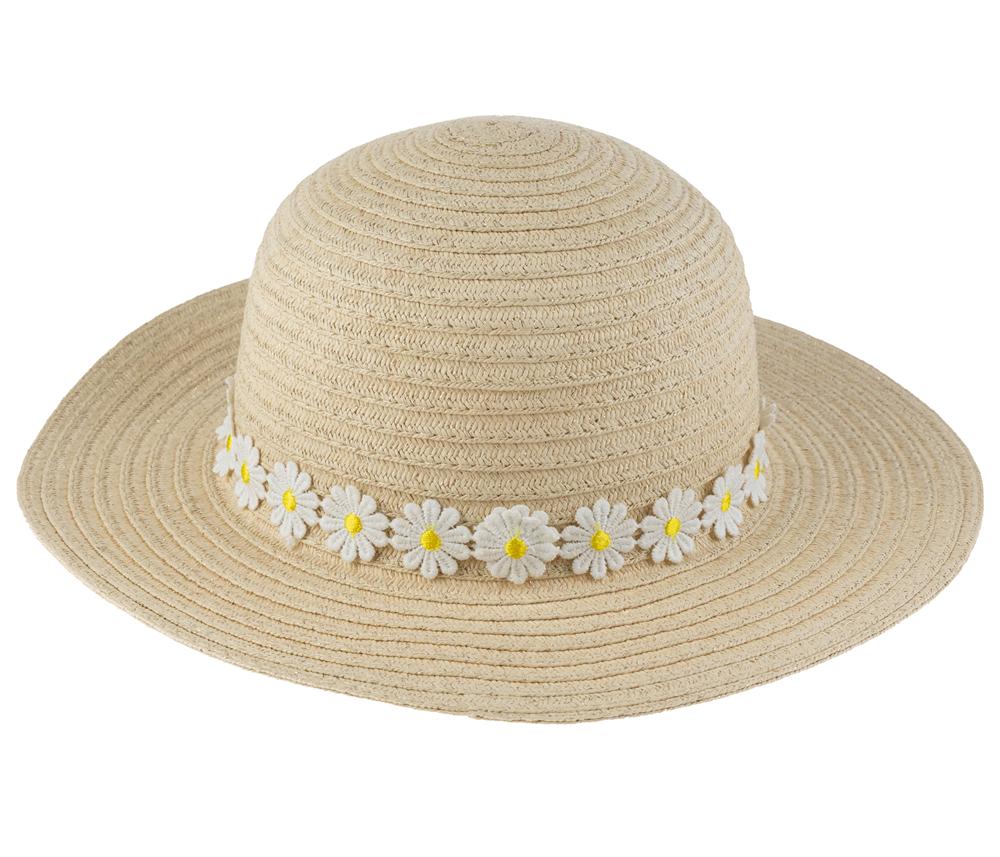 Girls Short Brim Floppy Hat with Metallic & Daisy Ribbon – Capelli New York