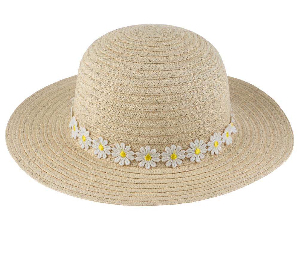 Girls Short Brim Floppy Hat with Metallic & Daisy Ribbon – Capelli New York