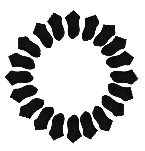 4" Solid Black 20 Pack Low Cut Socks – Capelli New York